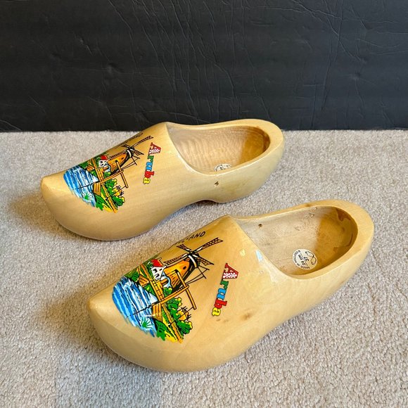Shoes | Vintage Dutch Hand Printed Wooden Shoes Clogs Made In Holland ...